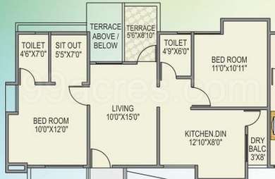 2 BHK Apartment / Flat for sale in Suyog Leher Kondhwa Pune - 959 Sq ...