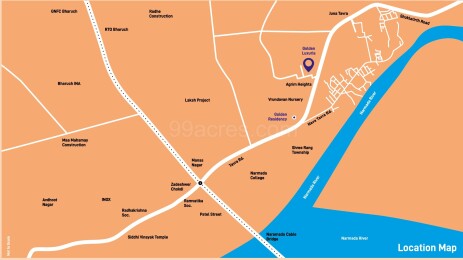 Golden Group Bharuch Golden Luxuria Map - Zadeshwar, Bharuch Location Map