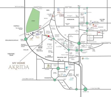 My Home Constructions My Home Akrida Map - Tellapur, Hyderabad Location Map