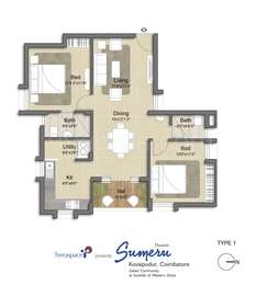 2 BHK / Bedroom Apartment / Flat for rent in Terraspace Sumeru ...