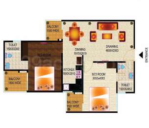 2 BHK / Bedroom Apartment / Flat for rent in The Vardhman Jurs Country ...