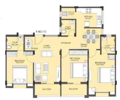 3 BHK / Bedroom Apartment / Flat for rent in Topplayer SRK Infra City ...