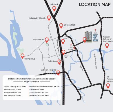 Trinity Arcade Trinity Prominence Map - Vennala, Kochi Location Map