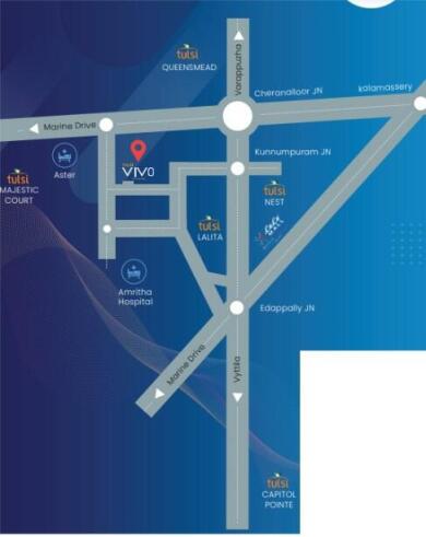 Tulsi Builders Kerala Tulsi Vivo Map - Edappally, Kochi Location Map