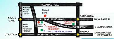 UG Group UG Krishna Residency Map - Sultanpur Road, Lucknow Location Map