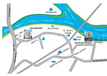 Uni Homes Uni Midtown Map - Aluva, Kochi Location Map