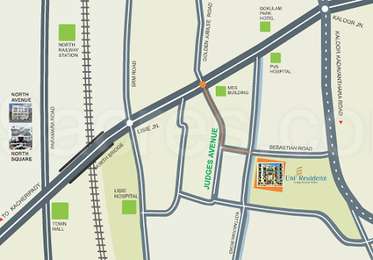 Uni Homes Uni Residenz Map - Kaloor, Kochi Location Map