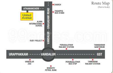 Kiwi United Avenue Map - Padappai, Chennai South Location Map