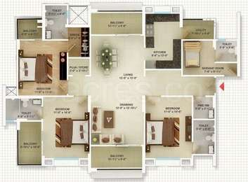 2 BHK / Bedroom Apartment / Flat for rent in Cedar Luxuria Mansarovar ...