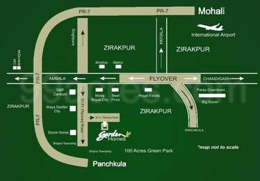 Garden Homes Map - Zirakpur, Chandigarh Location Map