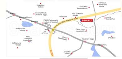 Varsha Builders Green Waves Map - Patancheru, Hyderabad Location Map