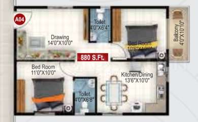 2 BHK / Bedroom Apartment / Flat for rent in Jupiter Homes Whitefield Bangalore East - 880 Sq ...