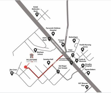 Milestone Infra Milestone Yogi Map - Chala, Vapi Location Map