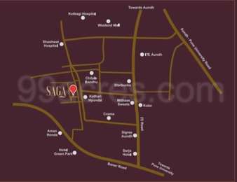 Sahil Pradhan SAGA Apartment Map - Aundh, Pune Location Map