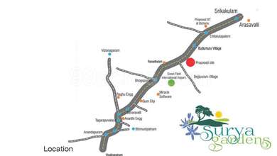 Satya Sri Nirmans Surya Gardens Map - Laveru, Srikakulam Location Map