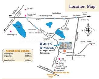 Surya Builders Bangalore Surya Spaces Map - Begur, Bangalore Location Map