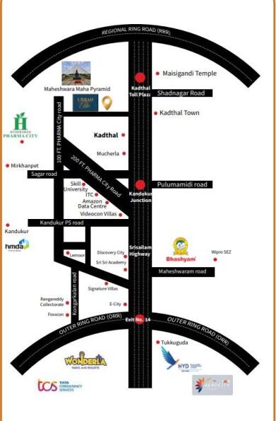 Urban Life Spaces Urban Elite Kadthal Map - Kadthal, Hyderabad Location Map