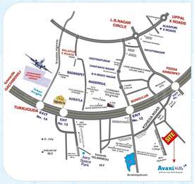 Urban Yards Avani Hills Map - Adibatla, Hyderabad Location Map