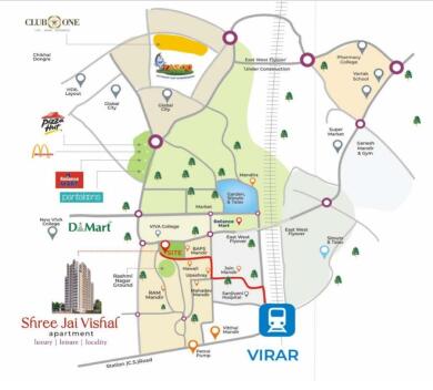 V Housing V Shree Jai Vishal Apartment Map - Virar, Mumbai Location Map