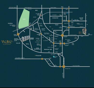 Raghava Projects Wave by Raghava Map - Tellapur, Hyderabad Location Map