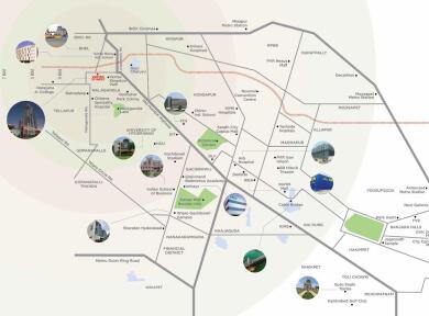 Vertex Homes 33West Map - Nallagandla, Hyderabad Location Map