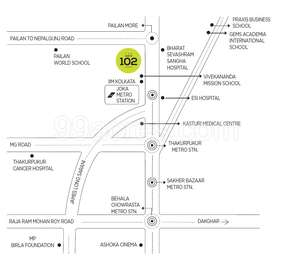 PS Group and Vinayak Group The 102 Map - Joka, Kolkata South Location Map